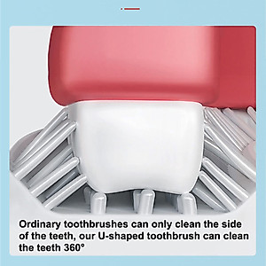 CATLION U Type Sonic Whole Mouth Toothbrush,Children's Ultrasonic Toothbrushes,Kids Electric Toothbrush,360 Whitening and Cleaning Teeth,Ipx8 Waterproof,4 Gear Mode,Pink,3-7years