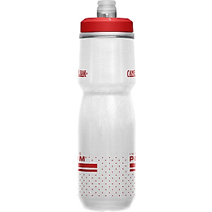 CamelBak Podium Chill Insulated Bike Water Bottle - Easy Squeeze Bottle - Fits Most Bike Cages - 24oz, Fiery Red/White
