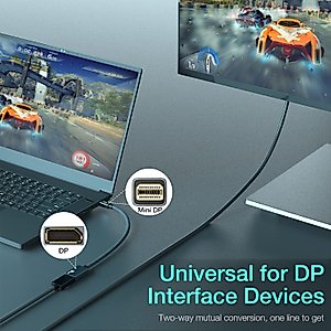 8K Mini DisplayPort to DisplayPort Adapter, Mini DP Male to DP 1.4 Female Converter, Support 8K@60Hz, 4K@144Hz, 2K@240Hz, HDR, FreeSync, G-SYNC for Thunderbolt 2, PC, Surface Pro, Monitor, Graphics