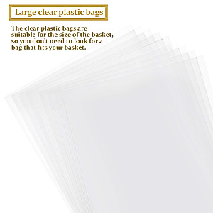 Oval Basket Food Storage Basket Woven Empty Basket Fruit Basket 9 x 6 x 2.25 Inches Present Baskets with Colorful Pull Bows and Clear Bags for Kitchen, Restaurant, Wrapping Presents (6 Pack)