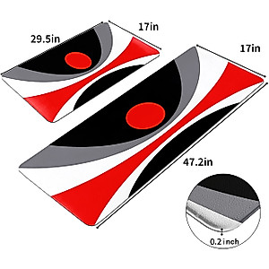 Red and Black Kitchen Rugs and Mats Abstract Art Kitchen Decor Set of 2 Kitchen Floor Mat Non-Slip Backing Washable Kitchen Rugs Set for Home Office Laundry (Red Black, 17"x29.5"+17"x47")