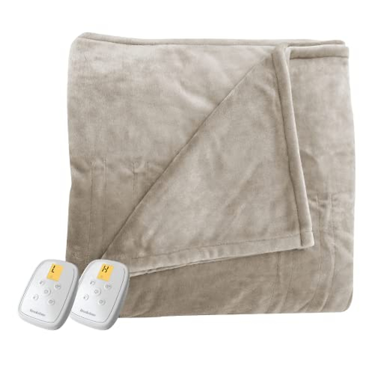 Brookstone Home Decor - King Size Ultra Soft Velvet Electric Heated Throw - Built-In Remote 10 Heat Settings & Auto Shut Off Machine Washable - Warm & Cozy Living Room & Bedroom Blankets (Grey Pumice)