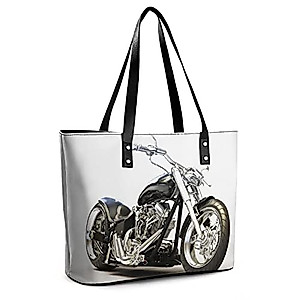 Womens Handbag Black Motorcycle Leather Tote Bag Top Handle Satchel Bags For Lady