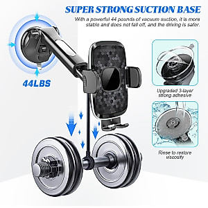 BESULEN Car Phone Holder Mount, 3-in-1 Cell Phone Holder for Car Dashboard Windshield Air Vent, Suction Cup Phone Cradle with Strong Sticky Gel Pad, Compatible with iPhone 14 13 12 Pro Max and More