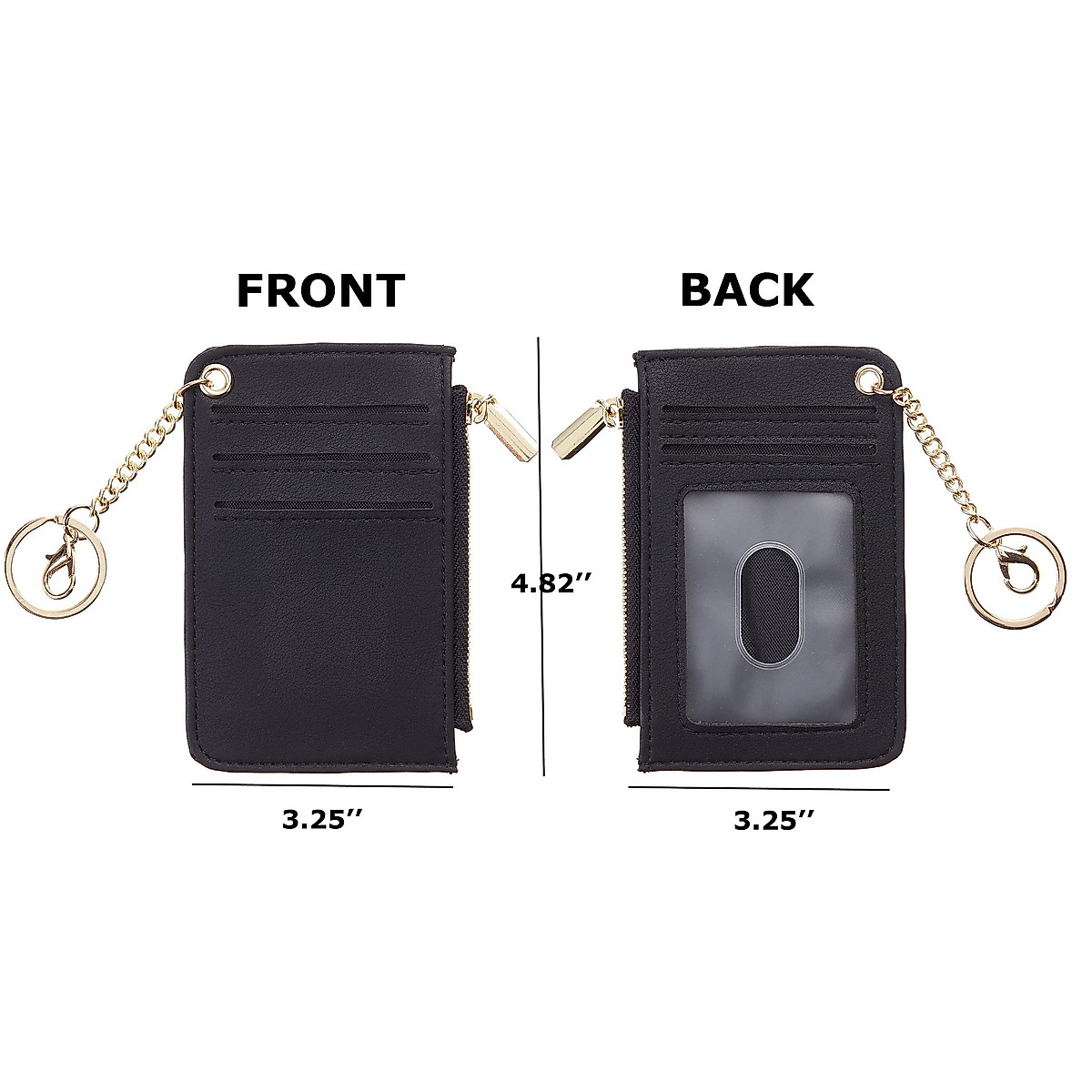 Toughergun Womens Keychain Wallet Slim Front Pocket Minimalist RFID Blocking Credit Card Coin Change Holder Purse Wallet (Black Smooth)