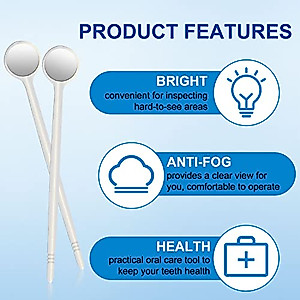 EZGO 100pcs Dental Mouth Oral Teeth Mirrors Shiny Handle with Free Protective Packing, Every Mirror Individually Packed (Pack of 100)
