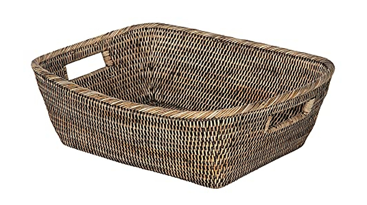 Stylish La Jolla Black Rattan Storage & Shelf Basket