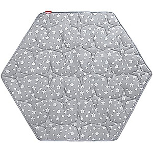 Hexagon Mat Mattress Pad, Non Slip Hexagon Baby Play Mat Compatible with Monobeach Princess Tent Kids Play Castle, Nursery Rug Play Mat, Grey with Star