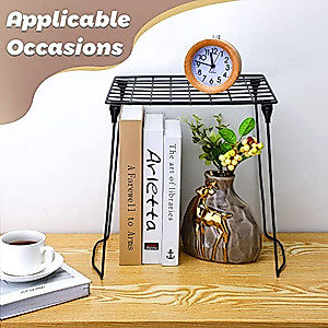 Karenhi Shelf Locker Organizer Shelf, Folding, Stackable, Extra Tall, Fits School Office Bathroom Bedroom Kitchen Counter Cabinet Storage (Black, 4 Pcs)