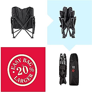 POP The Hot Seat, Heated Lightweight Folding Low Beach Chair, 2 Zipper Pockets, Padded Armrests, Portable with Carry Bag, Perfect for Camping, Beach, Soccer and Lawns. (Battery NOT Included)