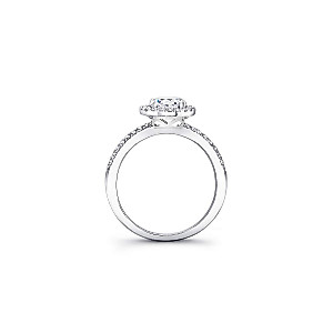 Florence Jewelers 18K Gold Plated Halo Round Cut Cubic Zirconia Engagement Ring, Sizes 6-8 (White Gold, 6)