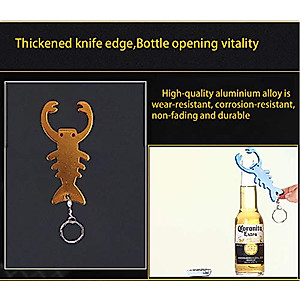 Flat Bottle Beer Opener Key Chain Lobster Wine Bottle Opener 6 Pack Colorful Aluminum Alloy Tool Funny Opener for Home Kitchen Bar Restaurant Bartender Anniversaries Party Supplies