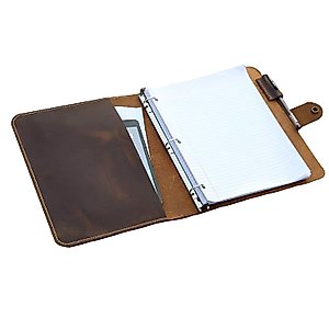 Leather business portfolio 3 ring binder for letter size 3 hole refill paper/leather organizer folder for 8.5 x 11 refillable paper NL05BS