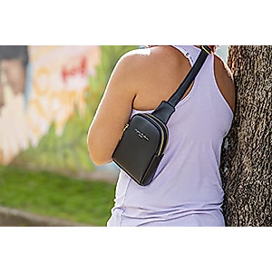 INICAT Small Crossbody Sling Bags for Women Vegan Leather Cell Phone Purse Fanny Packs for Women Men(Black)