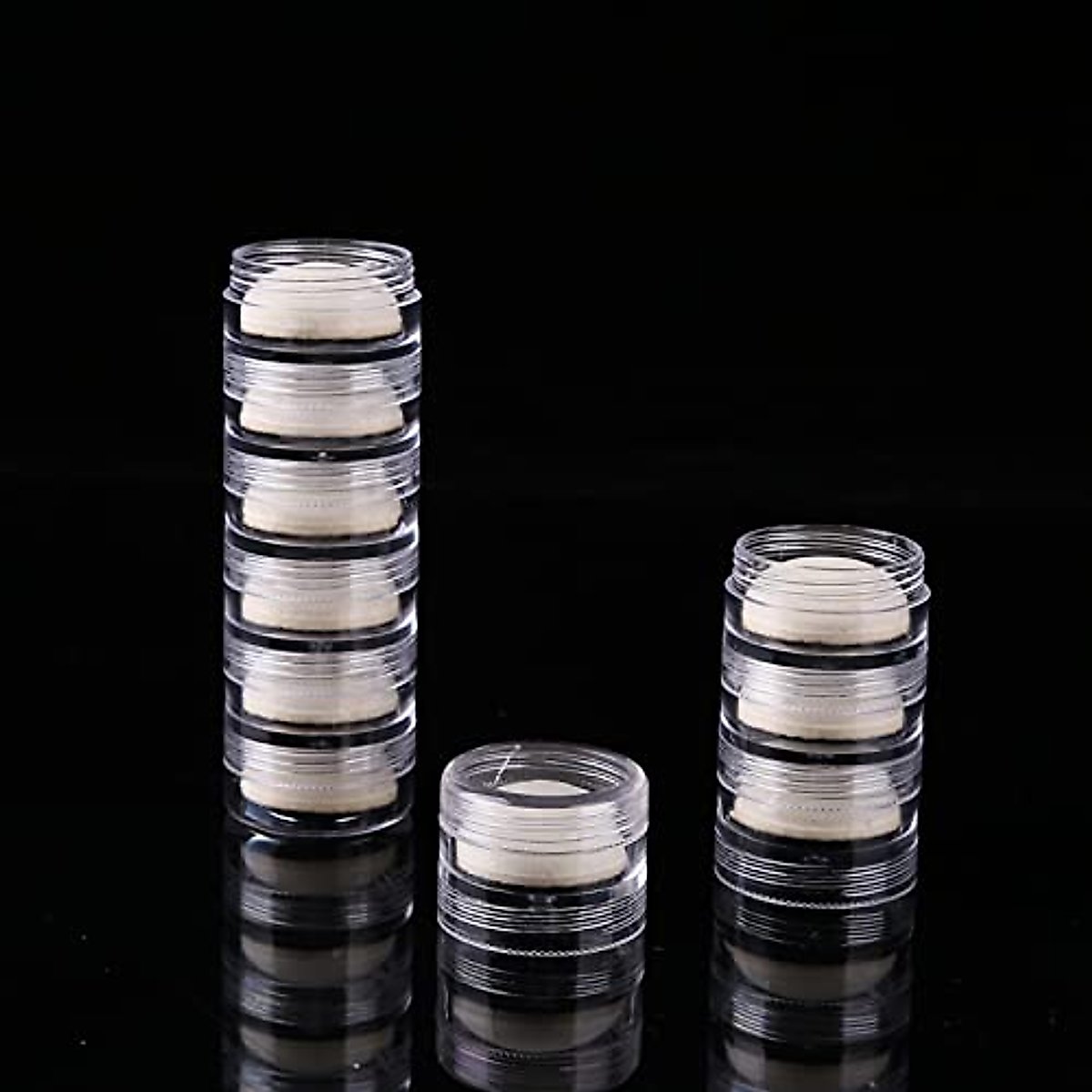 Mini Ink Blending Brushes Tools 2 Handle with 42 Refills Replacement Round Foams and 20 Plastic Storage Cases Stackable Jars Set for Scrapbooking Painting Art Supplies Tool Craft Cardmaking Drawing