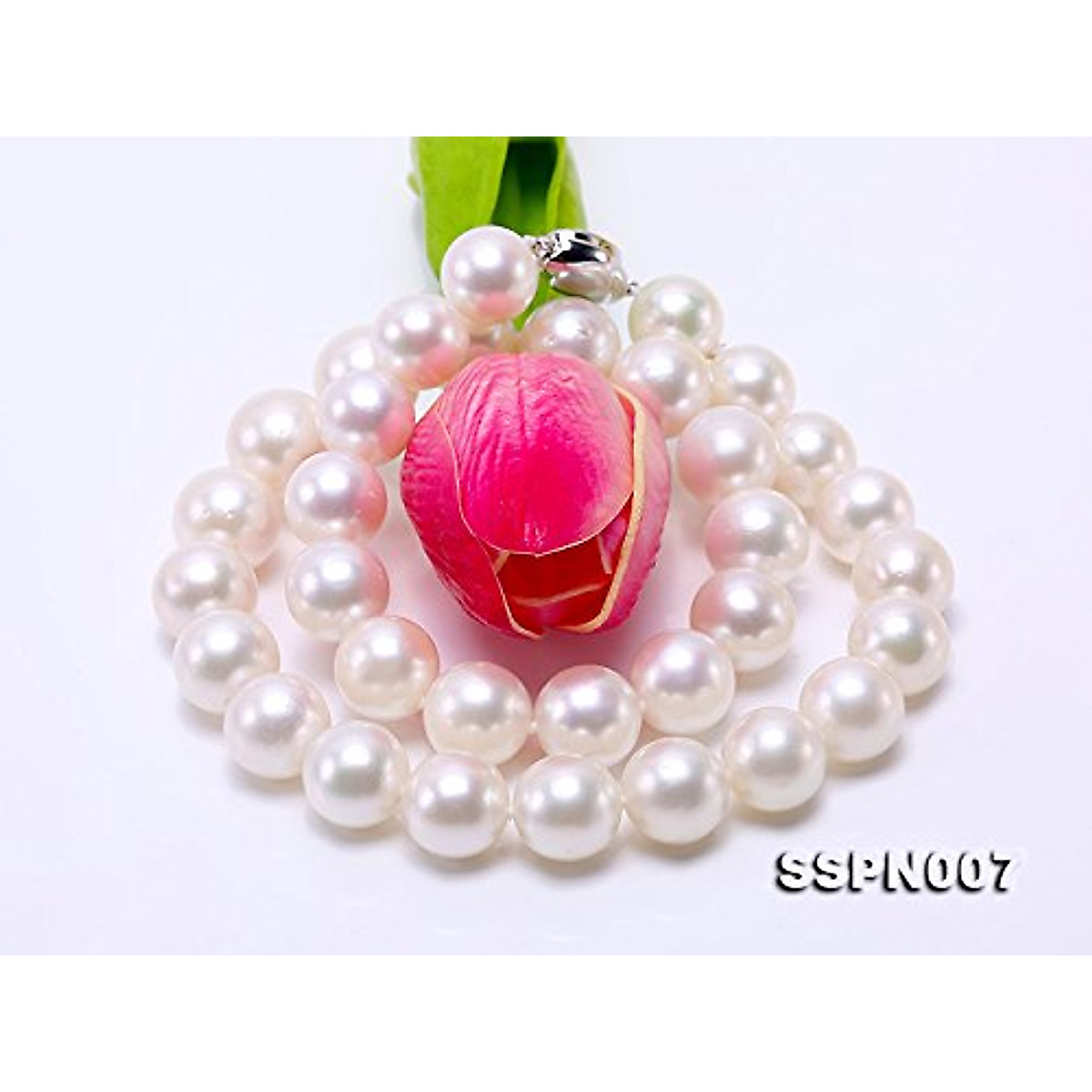 JYX Pearl Necklace 12-14mm White South Sea Pearl Necklace AAAA Round Women Sea Water Pearl Necklace 18"