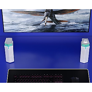 Jeecoo M20 Bluetooth Computer Speakers for PC Desktop Monitor, Gaming PC Sound Bar - Wired USB-Powered, Superb Stereo Sound, with LED Lighting, White