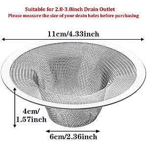 VMVN Kitchen Sink Strainer, Stainless Steel Sink Drain Strainer, 2pcs Drain Cover Stopper,4.5" Diameter for Kitchen Drain Basket,for Shower Bathtub Drain Hair Catcher