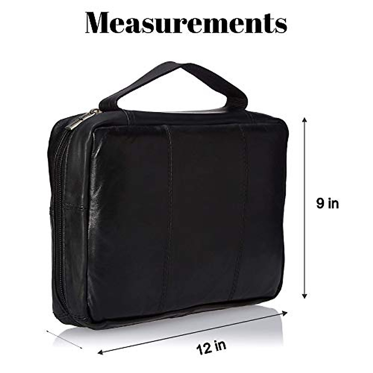 Genuine Leather Large Book Covers Bible Covers with Handle (Black)