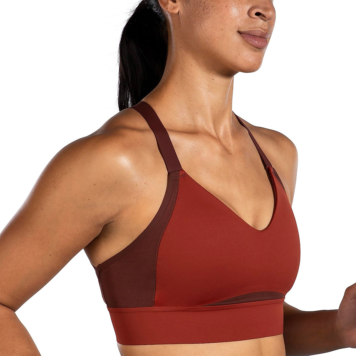 Brooks Women's Interlace Sports Bra for High Impact Running, Workouts & Sports with Maximum Support - Copper/Run Raisin - 30 A/B