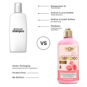 WOW Skin Science Himalayan Rose Hair Shampoo for Dry Damaged Hair - Hydrating Hair Repair w/ Rose Hydrosol & Argan Oil - Hair Growth Shampoo for Men & Women - All Hair Types 16.9 Fl Oz (16.9 Fl Oz (Pack of 1))