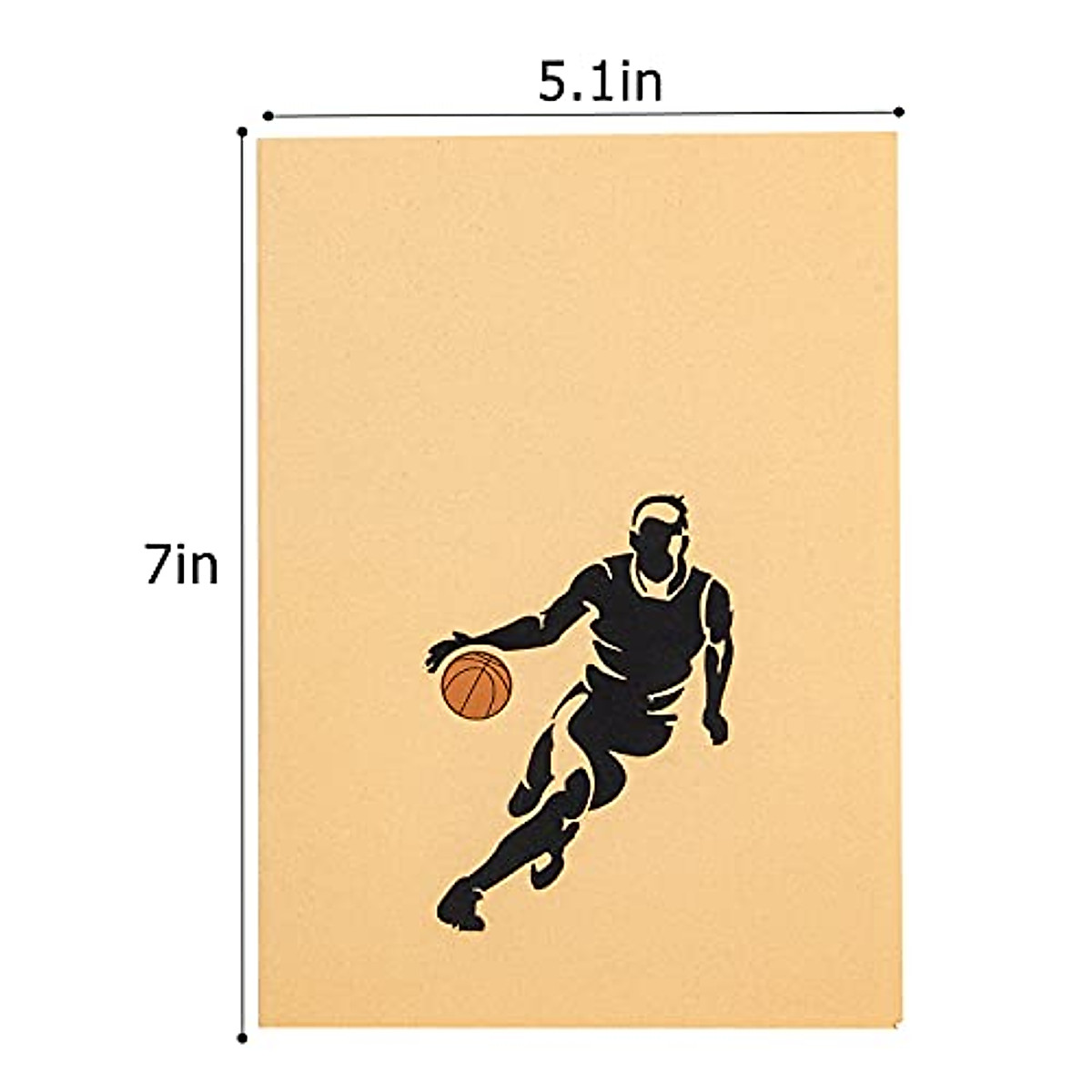 Basketball Pop Up Card, Blank Handmade 3D Sports Greeting with Envelope for Happy Birthday, Father's Day, Anniversary, Valentine's for Him Boy Men Dad Husband Boyfriend Brother Son Nephew Kid Friend