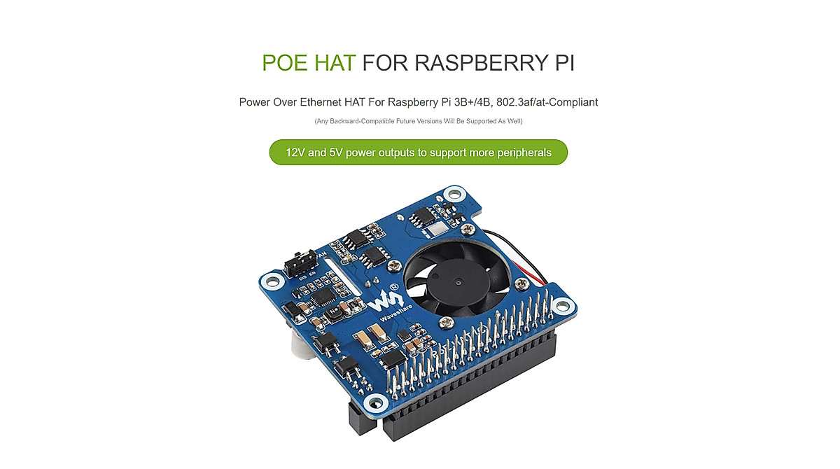 Waveshare Power Over Ethernet HAT for Raspberry Pi