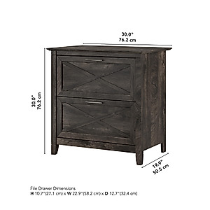 Bush Furniture Key West 2 Drawer Lateral File Cabinet in Dark Gray Hickory | Document Storage for Home Office | Accent Chest with Drawers