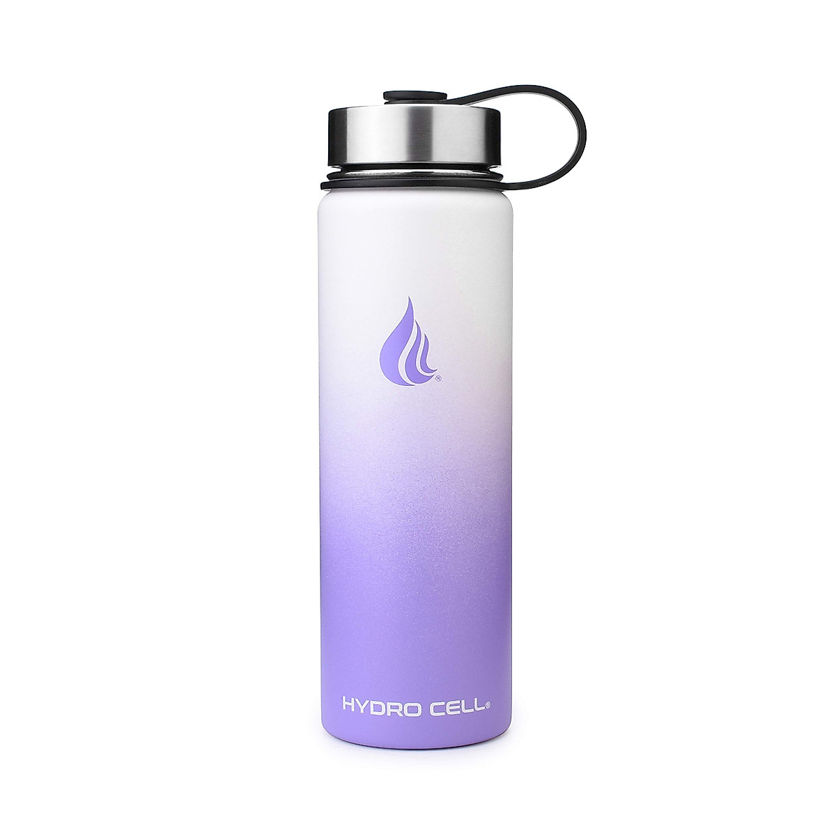 HYDRO CELL Stainless Steel Insulated Water Bottle with Straw - For Cold & Hot Drinks - Metal Vacuum Flask with Screw Cap and Modern Leakproof Sport Thermos for Kids & Adults (Lavender/White 24oz)