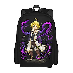Seven Deadly Sins Backpack Boys Girls Bookbags Big Student Laptop Backpacks Outdoor Travel Backpack, Black