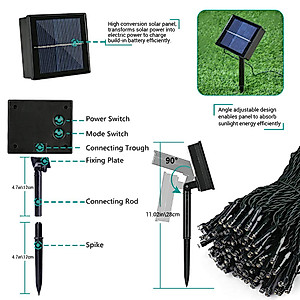 Joomer Green Solar String Lights, 105ft 300 LED 8 Modes Outdoor String Lights Waterproof Fairy Tree Lights for Garden, Patio, Fence, Balcony, Outdoors