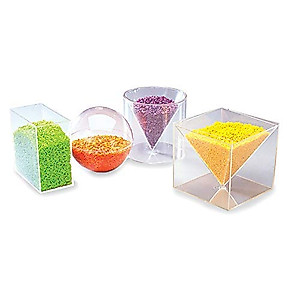 hand2mind Plastic Fillable 3D Shapes, Clear Geometric Solids for Measuring Volume (Set of 6)