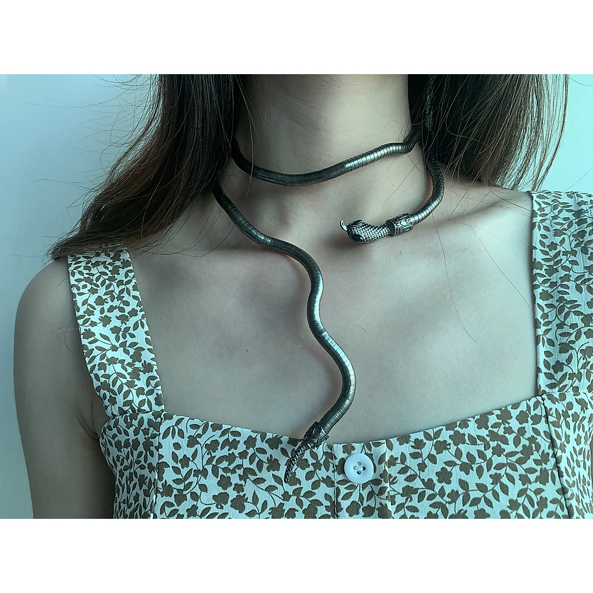 LAKIYOYO Bendable Snake Bracelet for Women Adjustable Punk Snake Choker - Flexible Multi-Purpose Medusa Necklace Hollween Jewelry (black)