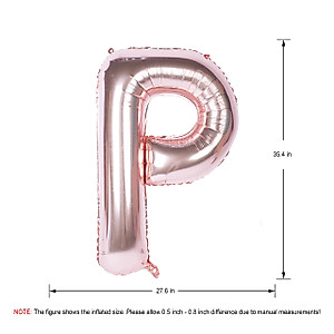 Rose Gold Letter Balloons 40 Inch Giant Jumbo Helium Foil Mylar, for Party Bridal Wedding Shower Anniversary Celebration Graduation Bachelorette Birthday Decorations Girls (Rose Gold P) …