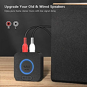 [2022] 1Mii Bluetooth 5.0 Music Receiver, HiFi Wireless Audio Adapter, Bluetooth Receiver with 3D Surround aptX Low Latency for Home Stereo System 12hrs Playtime