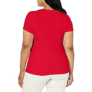Nautica Women's Easy Comfort V-Neck Supersoft Stretch Cotton T-Shirt, Red, Medium