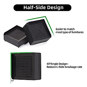 Diveken 1.5 inch Furniture Risers, Bed Riser Heavy Duty, Desk Table Sofa Couch Lifts, Black Adjustable Risers(Set of 4)