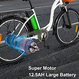 DYU Electric Bike for Adults, 26" Ebike with Peak 500W Brushless Motor, Up to 50Miles Commuting Electric Bike with 562Wh Removable Battery, 7-Speed, UL Certified