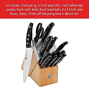 ZWILLING Twin Signature 15-Piece German Knife Set with Block, Razor-Sharp, Made in Company-Owned German Factory with Special Formula Steel perfected for almost 300 Years, Dishwasher Safe