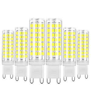 YUIIP G9 LED Light Bulb 7W Dimmable 50W 60W Halogen Bulbs Equivalent Daylight White 6000k AC120V Lamp G9 Bi Pin Base, Non-Flicker, 360°Beam Angle, Pack of 6