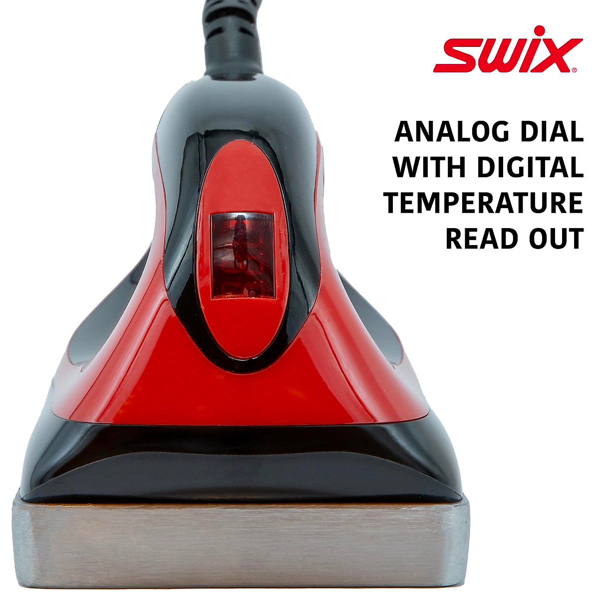 Swix DIGITAL Ski & Snowboard Wax IRON - Red - 18mm Base Plate - Adjustable Temperature for all waxes (T73D110)