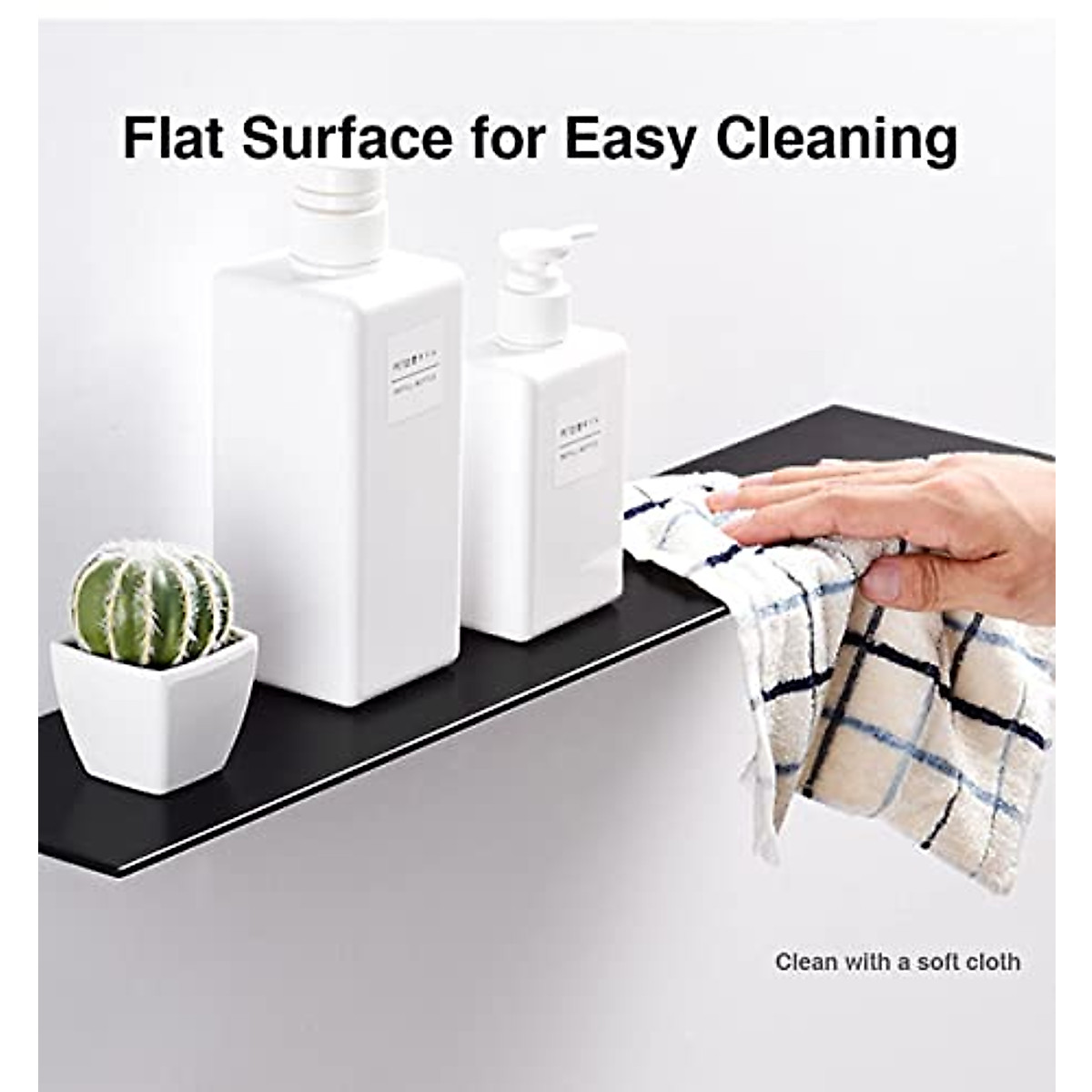 TRUSTMI Wall Mounted Bathroom Shelf, SUS 304 Stainless Steel Floating Storage Organizer, Kitchen Bedroom Flat Shelf, 20 inch by 4 inch, Matte Black