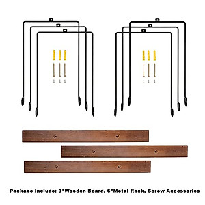 JILLMO Cowboy Hat Rack, Cowboy Hat Holder, 6 Pieces Hat Rack for Cowboy Hats with Wooden Board, Metal Hat Holder Organizer for Hat Collection