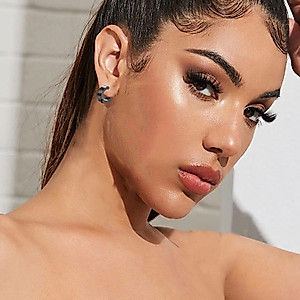 YUNXI 2 Pairs Black Silver Cuff Earrings for Men's Women Punk Rock Stainless Steel Circle Round Shape Design Hoop Earrings (2 Pairs- Silver+Black)