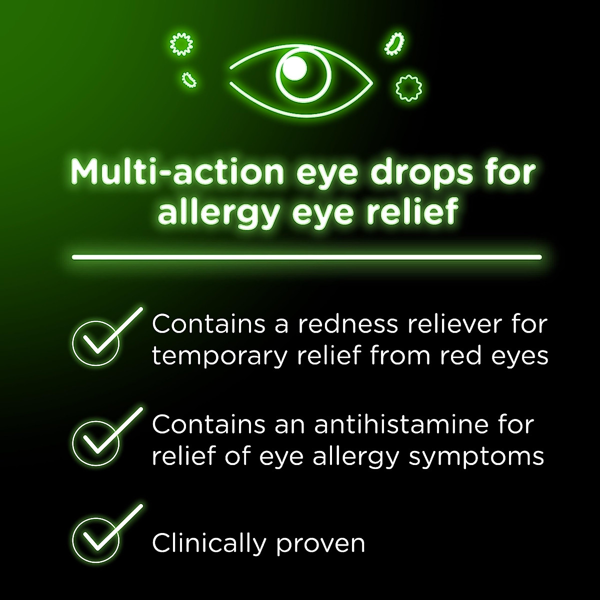 Visine Allergy Eye Relief Multi-Action Antihistamine & Redness Reliever Eye Drops with Pheniramine Maleate & Naphazoline HCl, Eye Drop Treatment for Red, Itchy, Allergy Eyes, 0.5 fl. oz