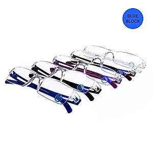 DOOViC 5 Pack Rimless Reading Glasses Blue Light Blocking Computer Readers Anti Eyestrain 2.50