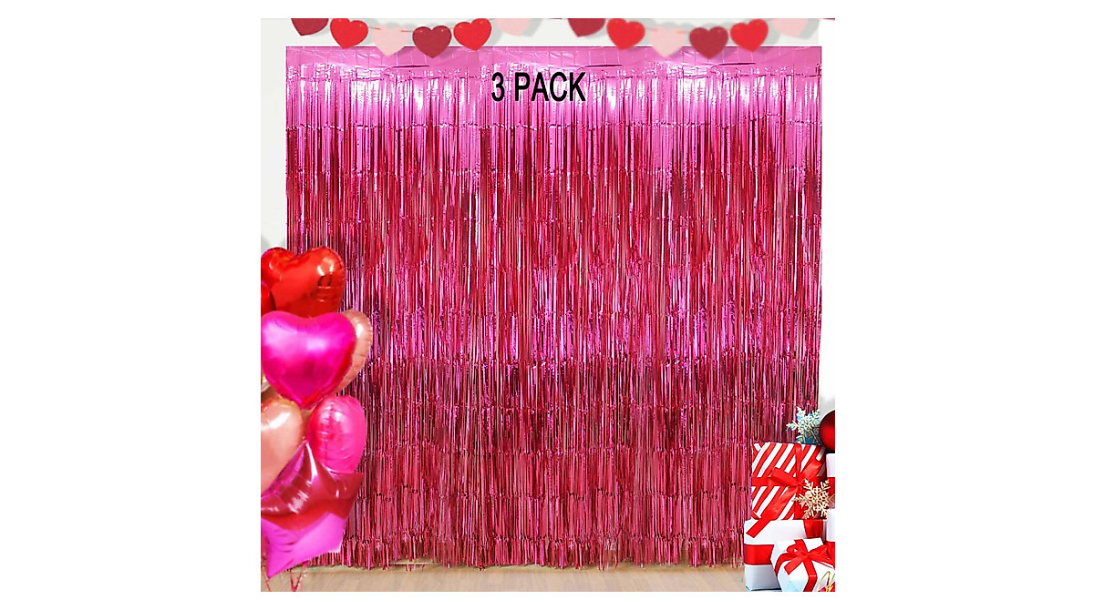 EUFARS Hot Pink Fringe Curtains for Memorable Parties