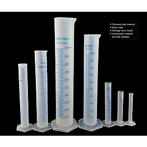 Plastic Transparent Blue Line Liquid Graduated Measuring Cylinder Lab Test Tube 10ml /25ml /50ml /100ml/ 250ml /500ml / 1000ml Pack Of 7