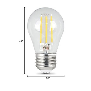 Feit Electric - Decorative Clear Glass Filament LED Dimmable 60W Equivalent Soft White (2700K) Classic A15 Light Bulb, 2-Bulb (BPA1560/827/LED/2), 3.2" H x 1.85" D