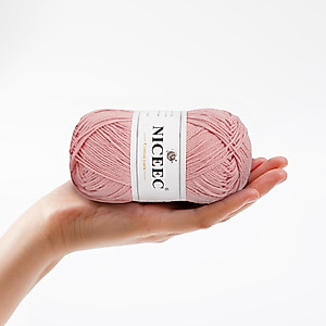 NICEEC 4 Skeins Soft Baby Cotton Yarn, 4 Ply, DIY Craft, Fingering Weight, Blanket Yarn for Crochet & Knitting, Total 700yds/7.05oz - Color 8